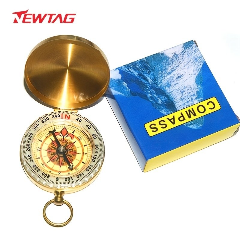 Outdoor Multifunctional Pure Copper Flip Cover Luminous Compass; Pocket ...