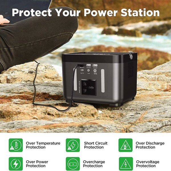 DBPOWER Portable Power Station; Peak 350W Backup Lithium Battery 250Wh ...