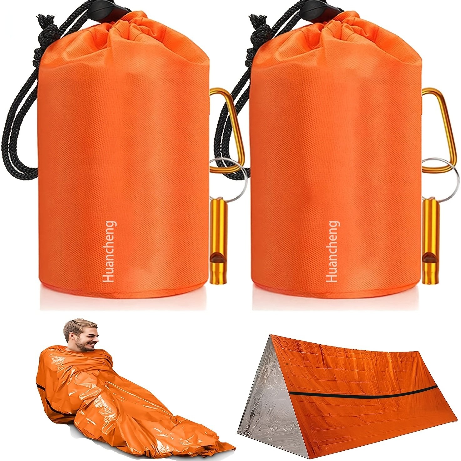 2packs Emergency Sleeping Bag; Lightweight Survival Sleeping Bags ...